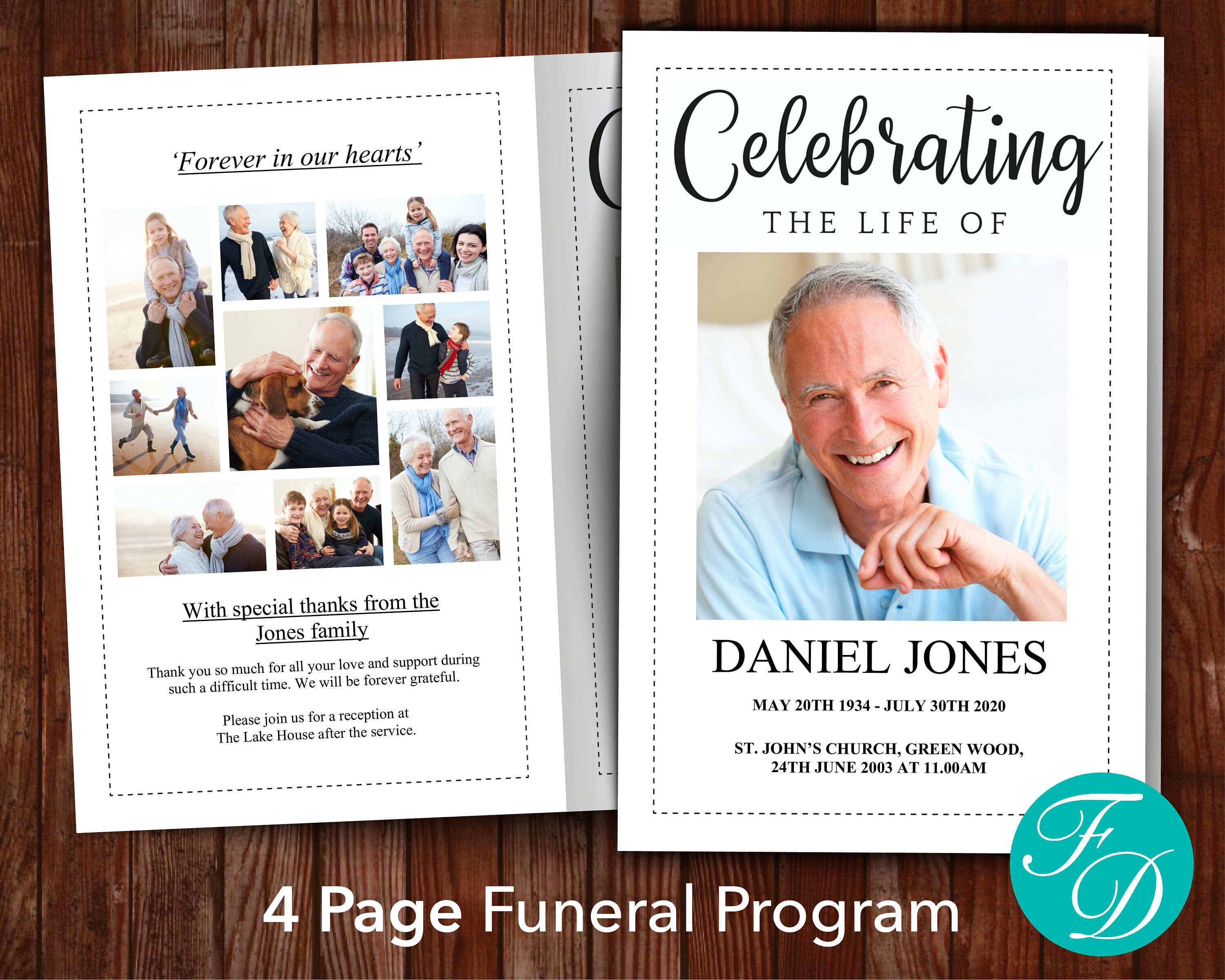 Classic Funeral Program Template Celebration of Life - Etsy UK