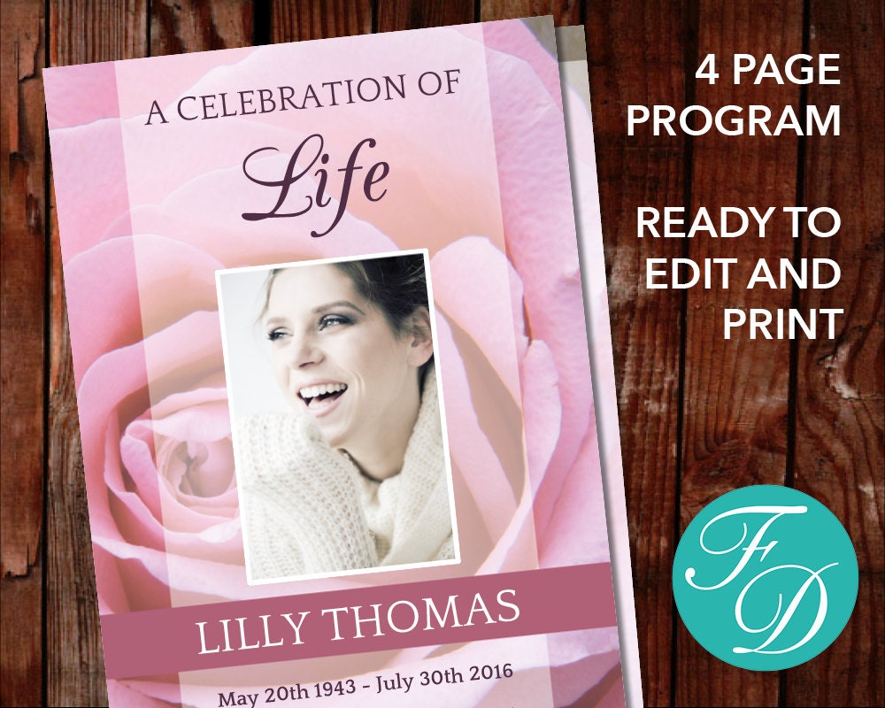 Pink Carnations Funeral Program Template Editable Wit - vrogue.co