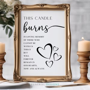 Memorial Candle Sign for Minimalist Wedding, This Candle Burns Sign ...