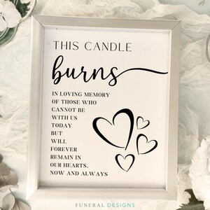 Memorial Candle Sign for Minimalist Wedding, This Candle Burns Sign ...
