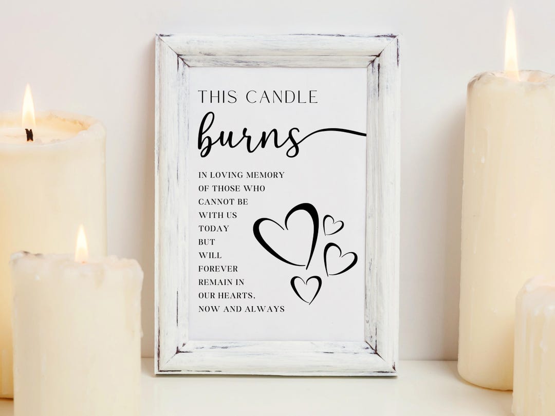 Memorial Candle Sign for Minimalist Wedding, This Candle Burns Sign ...