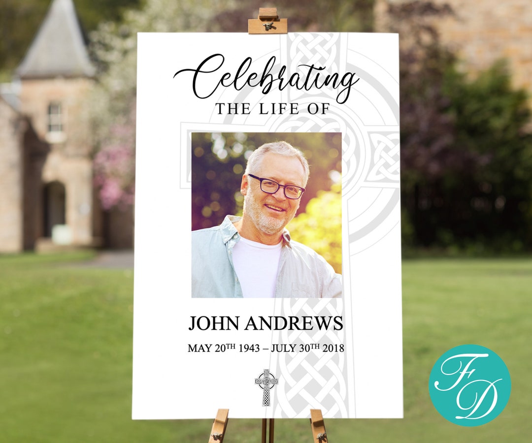 Catholic Cross Funeral Welcome Sign for Men | Catholic Celebration of ...