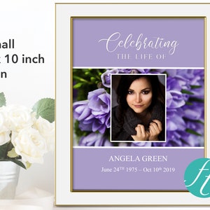 Purple Funeral Poster | Purple Funeral Welcome Sign | Funeral Sign ...