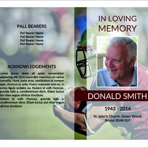 Football Funeral Program Template | NFL Memorial Program | Celebration ...