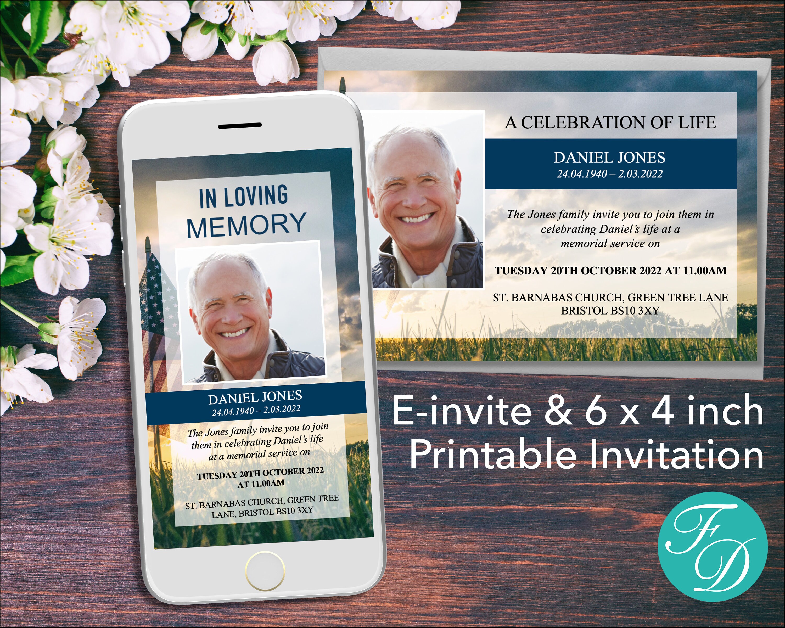 Military Funeral Announcement & Invitation Card Memorial - Etsy