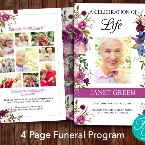 Funeral Program Template for Men Obituary Template - Etsy