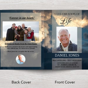 Loss of Father Funeral Program Template, 11x17 Husband Memorial, 8 Page ...
