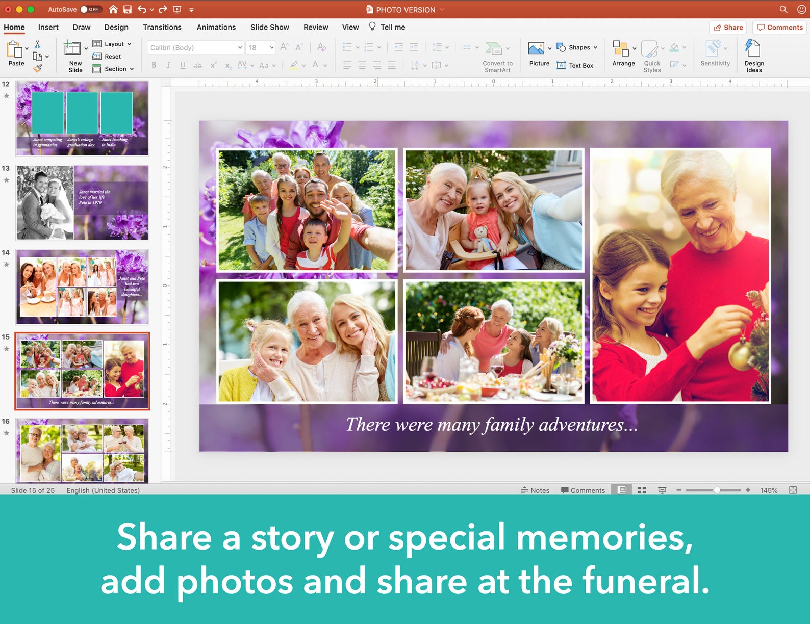 Purple Funeral Slideshow Template | Celebration of Life Slideshow ...