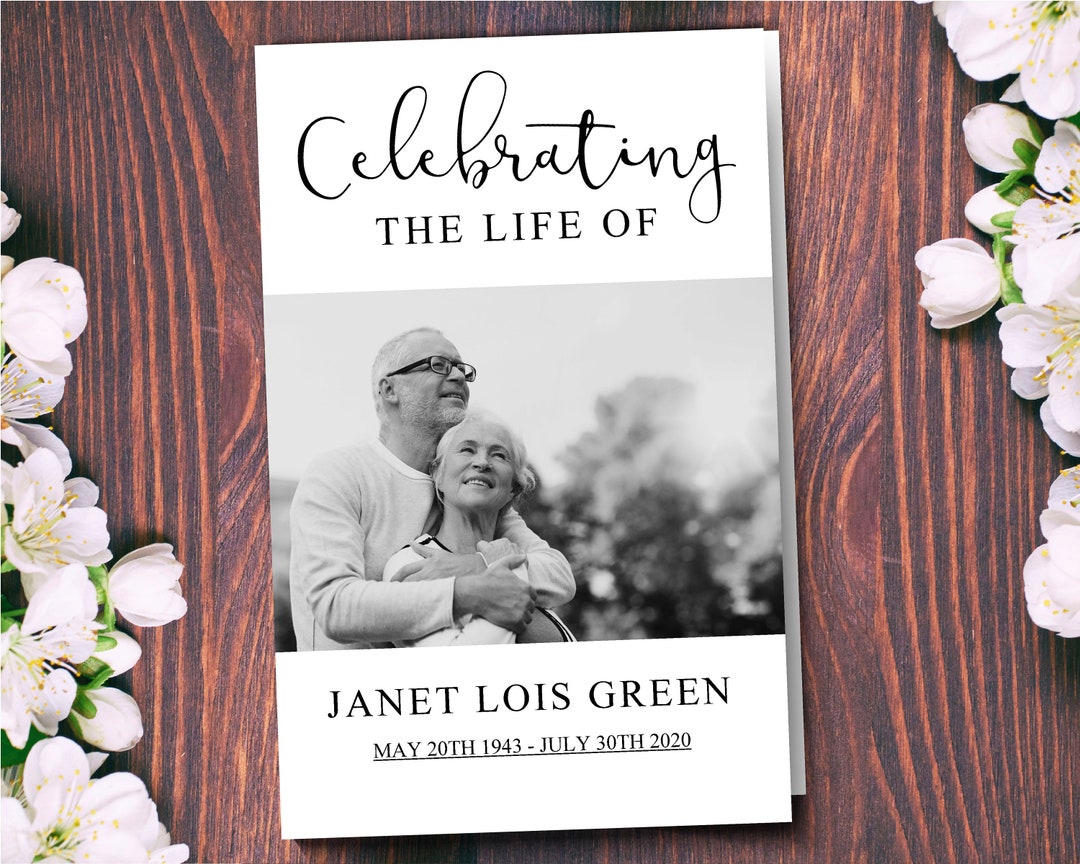 Minimalist Funeral Program Template With Obituary and Order of Service ...