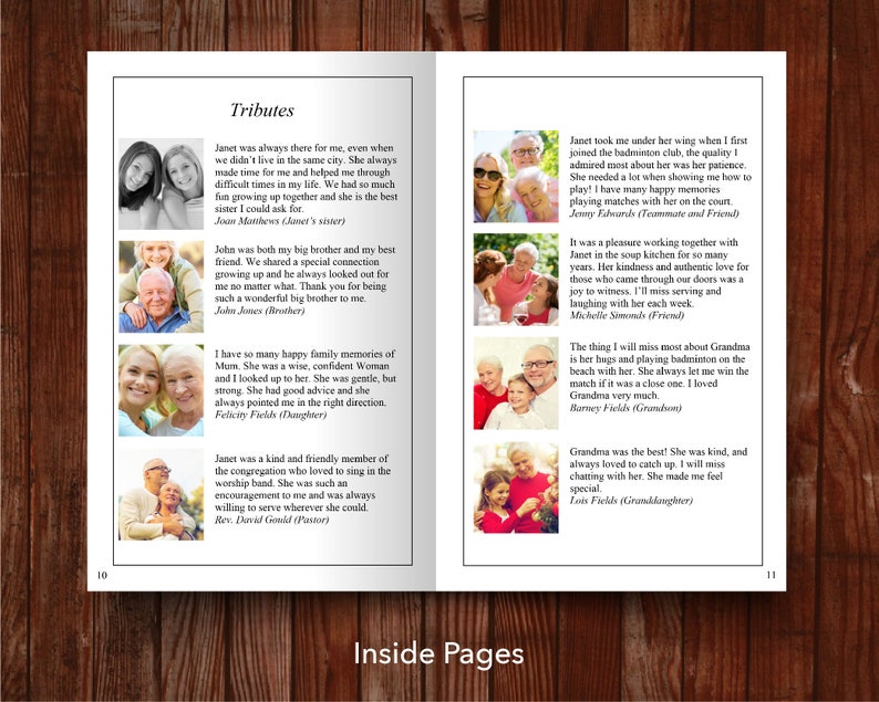 12 Page Funeral Program Template Obituary Template Funeral | Etsy