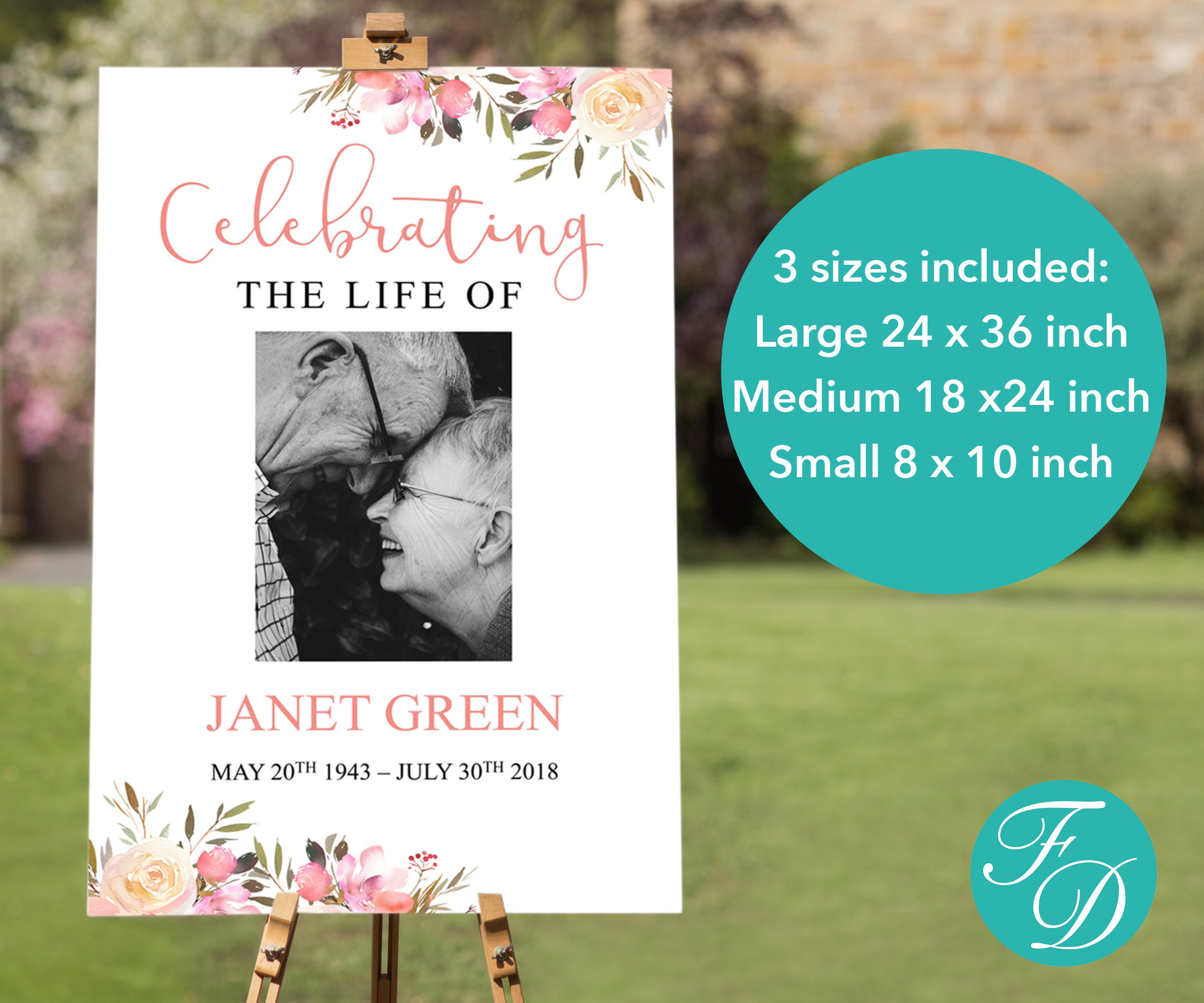 Celebration of Life Poster | Watercolor Funeral Welcome Sign ...