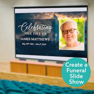 Sky Funeral Slideshow Template | Funeral Template | Celebration of Life ...