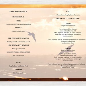 Sunset Funeral Program Template | 8 Page Funeral Program | 8 Page ...