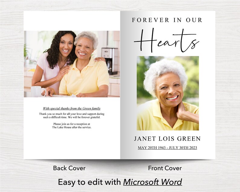 Funeral Program Template With Editable Obituary Template And - Etsy