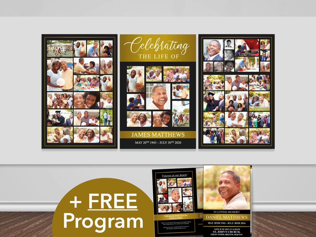 Funeral Poster + FREE Funeral Program Template | Funeral Memory Board ...