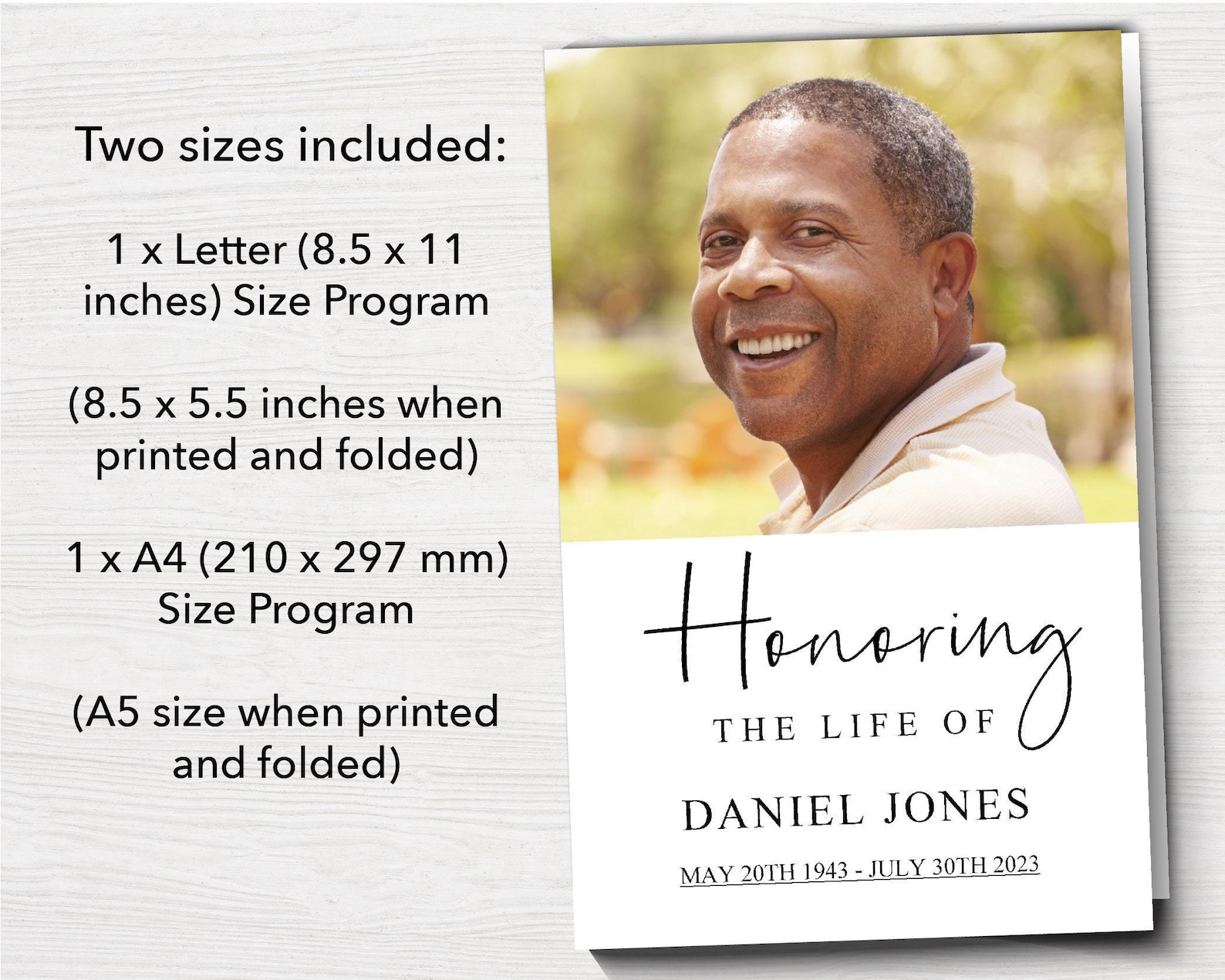 Funeral Program Template With Photo Collage and Obituary Example | Easy ...
