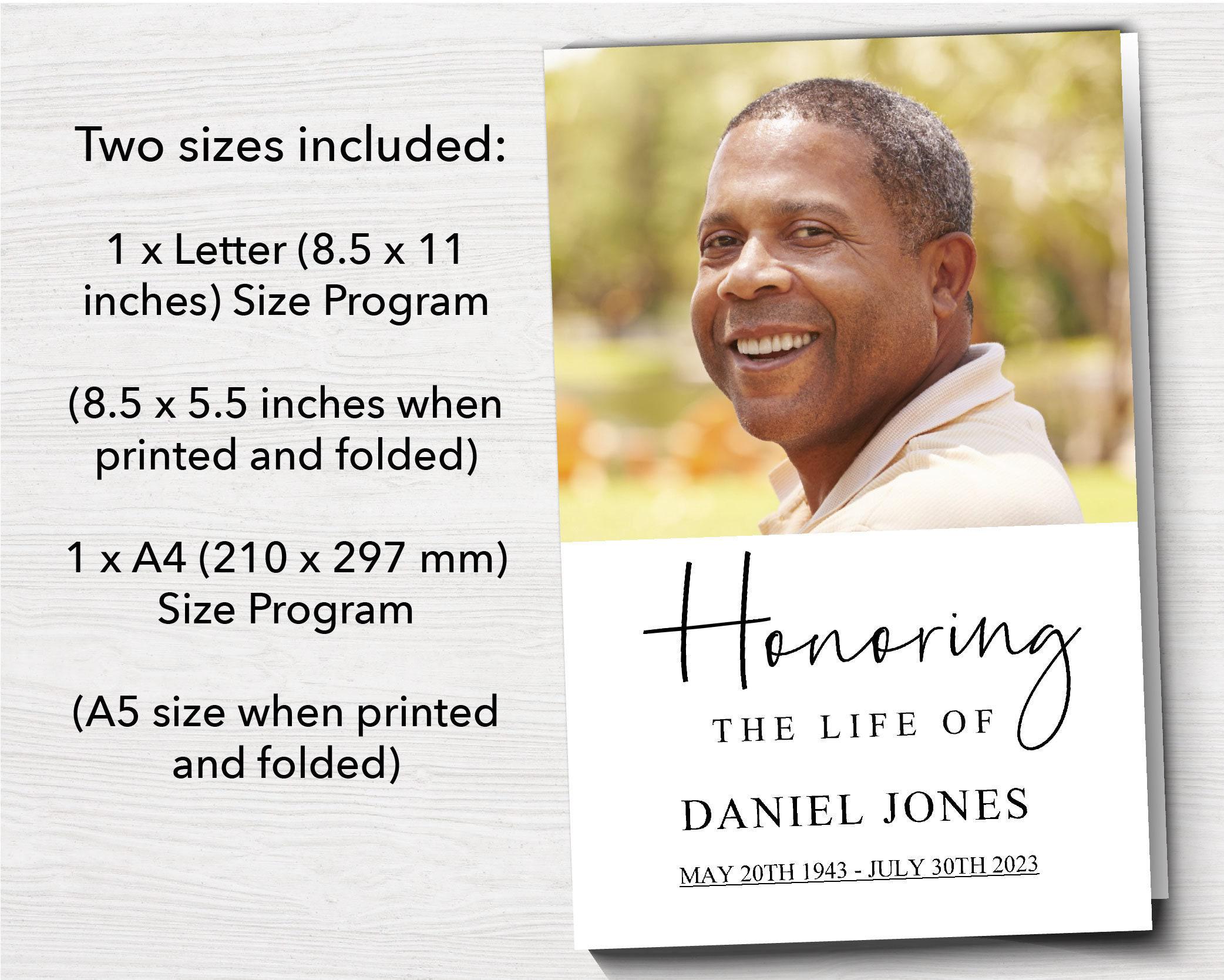 Funeral Program Template With Photo Collage and Obituary Example | Easy ...