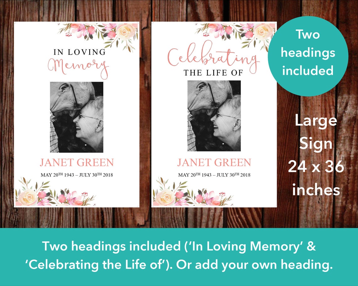 Celebration of Life Poster | Watercolor Funeral Welcome Sign ...