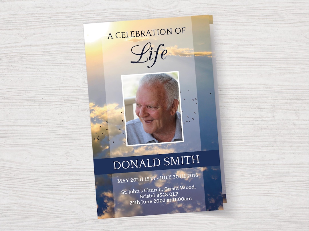 Heaven Funeral Program Template, Memorial Booklet for Loved Ones Passed ...