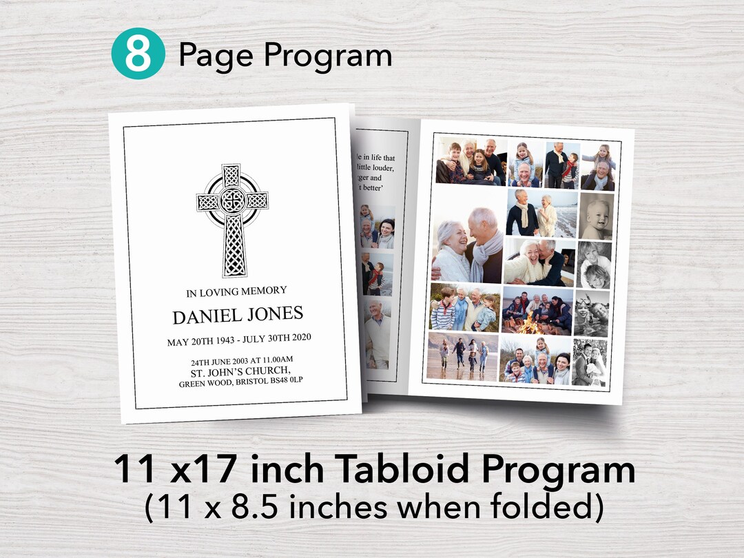 Catholic Funeral Program Template (8 Page) | 11 X 17 Inch Catholic ...