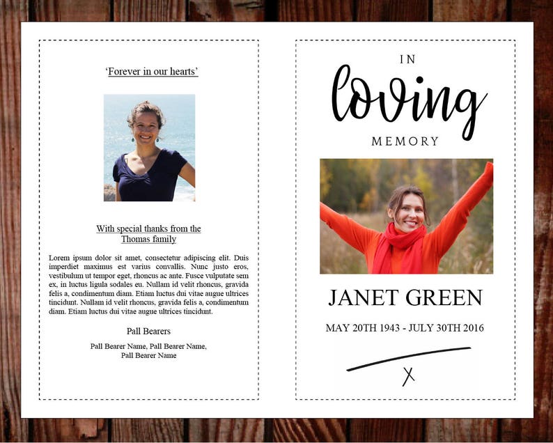 Celebration of Life Program Printable Funeral Program | Etsy