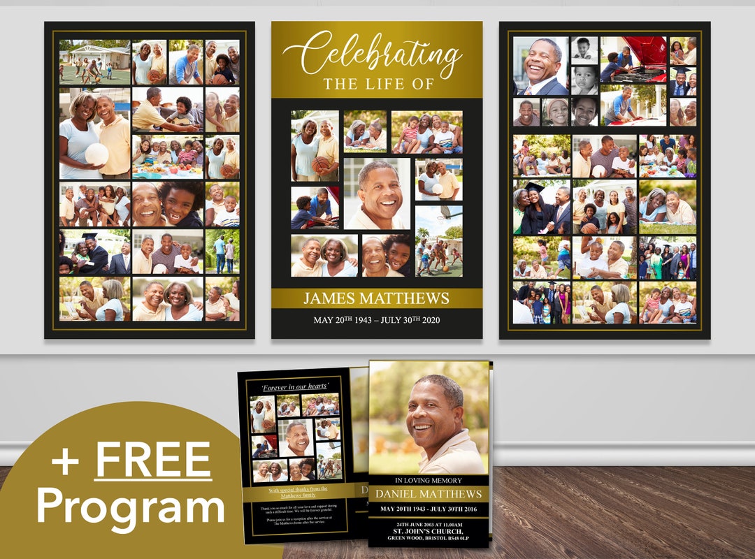 Funeral Poster FREE Funeral Program Template Funeral Memory Board Male ...