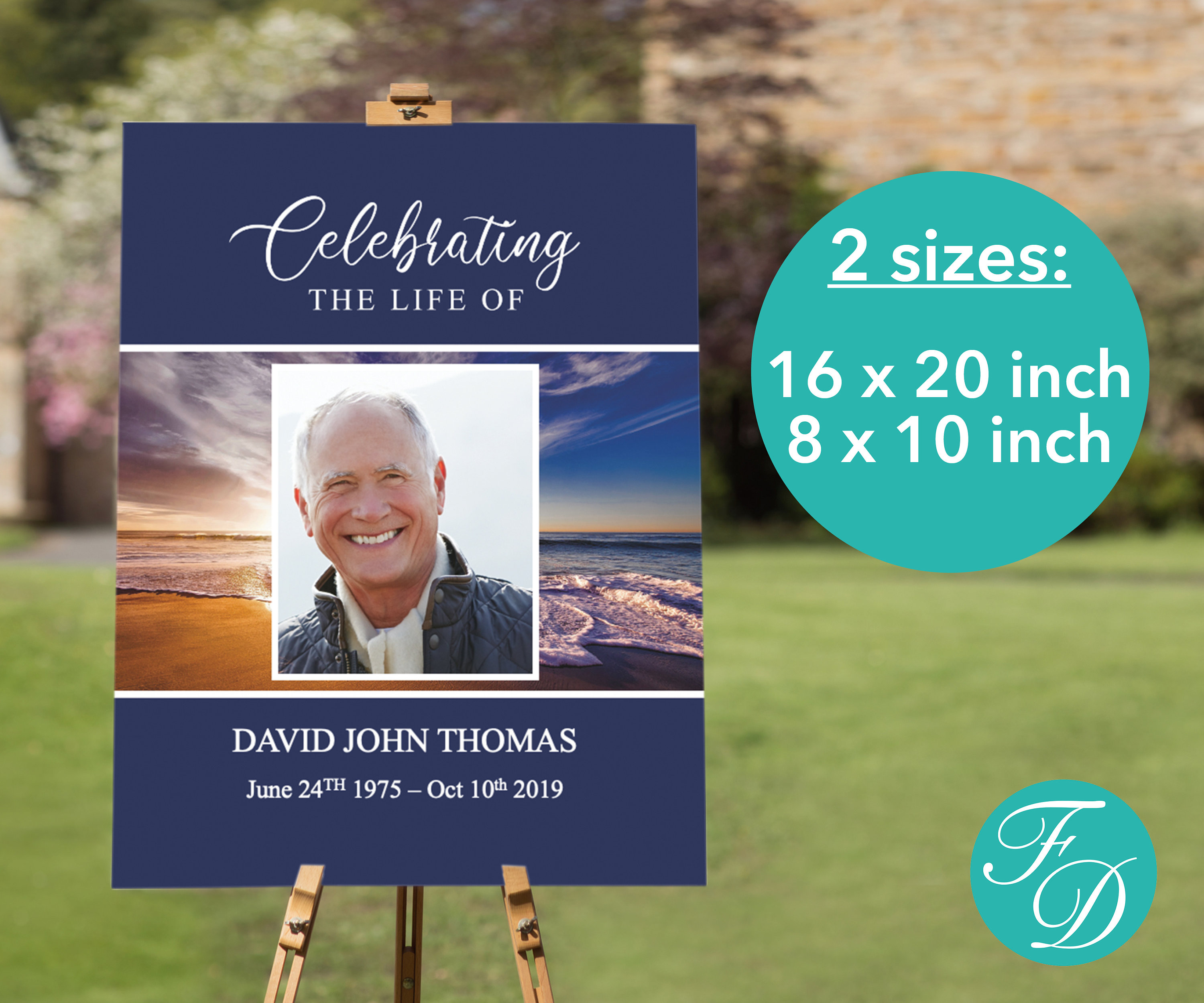 Funeral Poster With Ocean Background Celebration of Life - Etsy