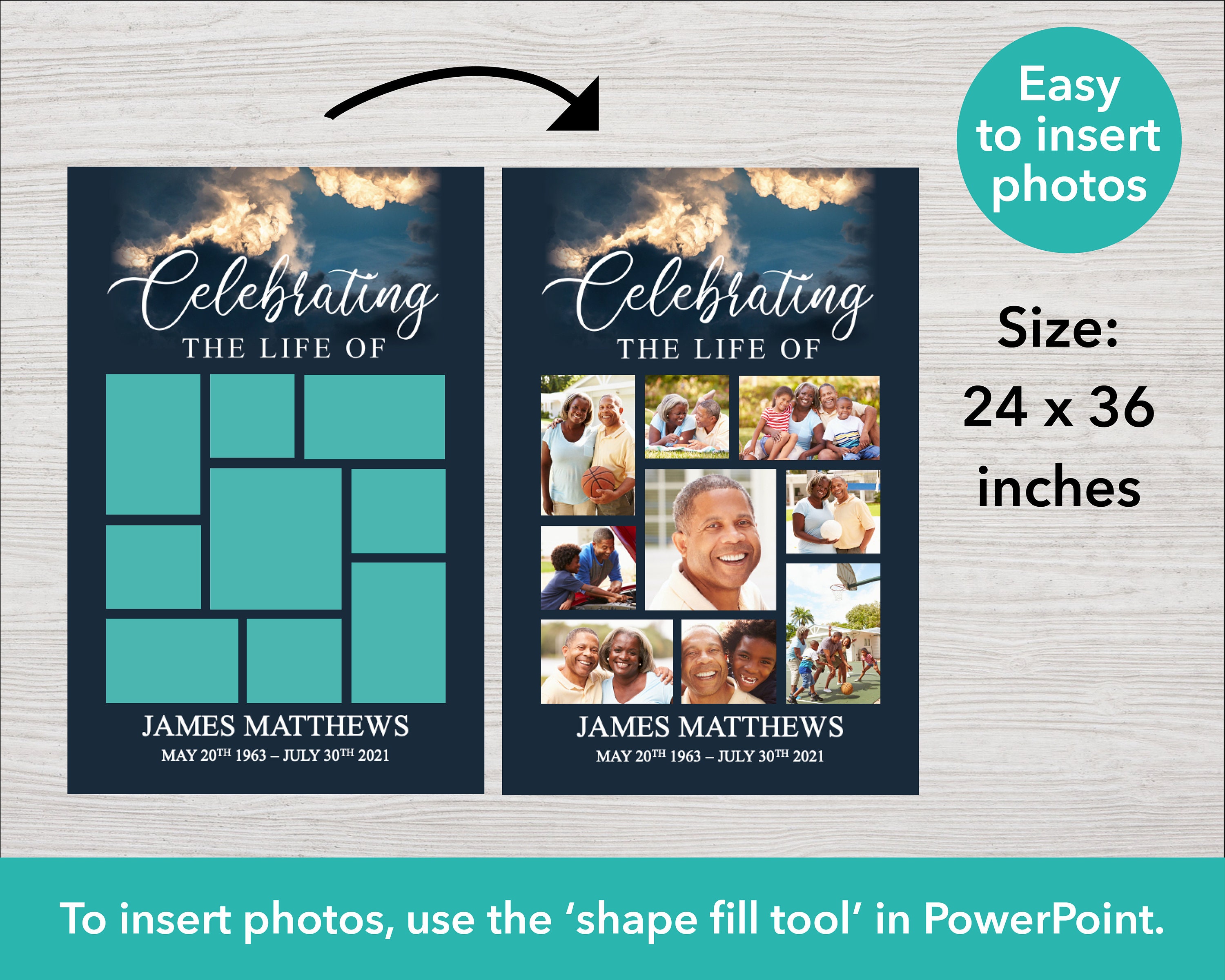 Celebration of Life Poster Funeral Photo Display for Man | Etsy