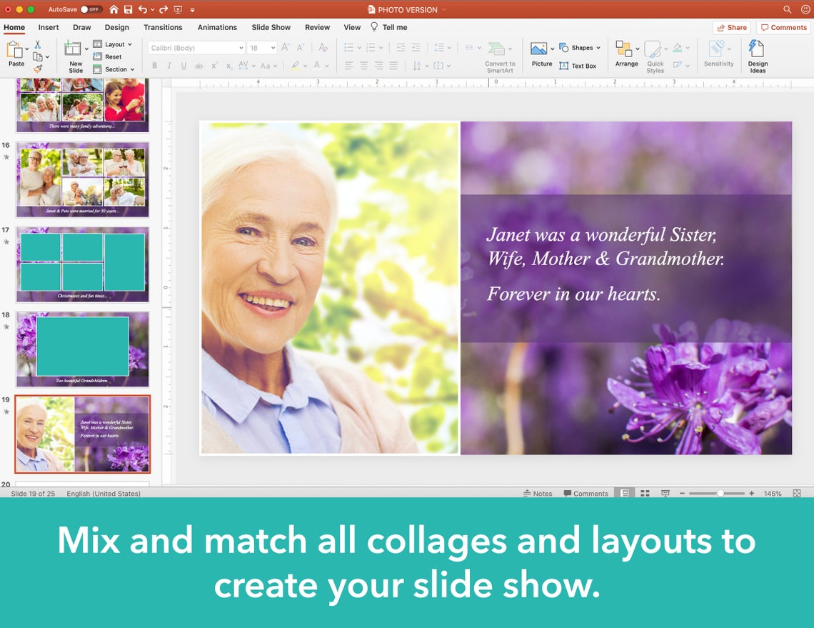 Purple Funeral Slideshow Template | Celebration of Life Slideshow ...