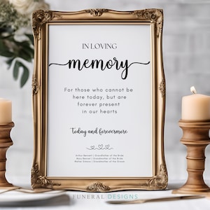 Memory Table Wedding Sign, Memorial Wedding Sign, in Loving Memory Sign ...