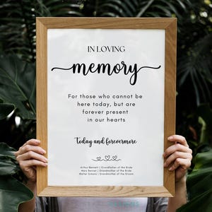 Memory Table Wedding Sign, Memorial Wedding Sign, in Loving Memory Sign ...