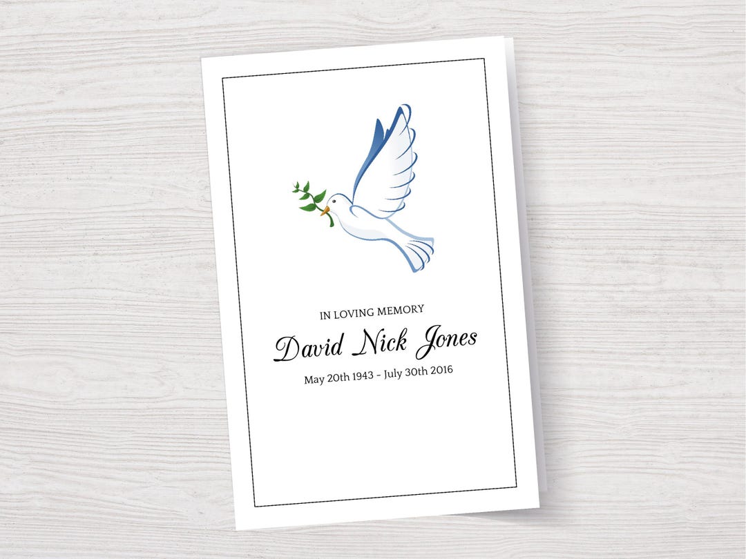 Dove Funeral Program Template | Dove Celebration of Life Program | Dove ...