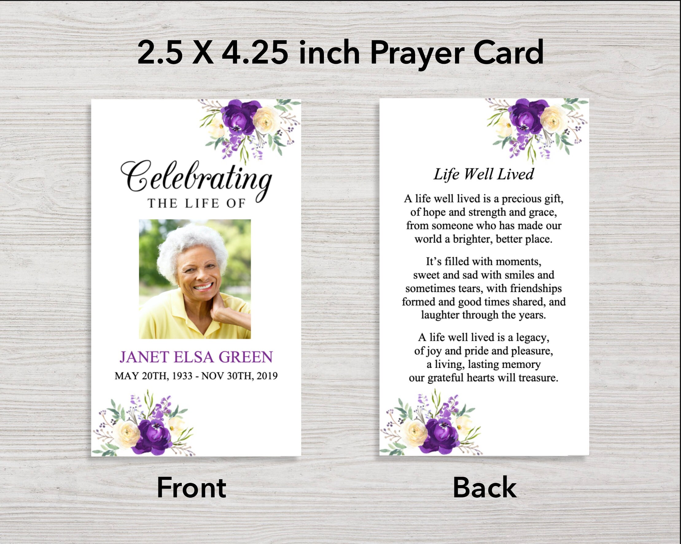 8 Page Funeral Program Template Bundle includes Purple 8 | Etsy