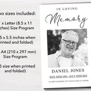 In Loving Memory Funeral Program Template for Man | Minimalist ...