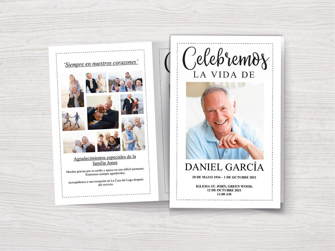 Plantilla De Programa Funerario De 4 Páginas | Spanish Funeral Program ...