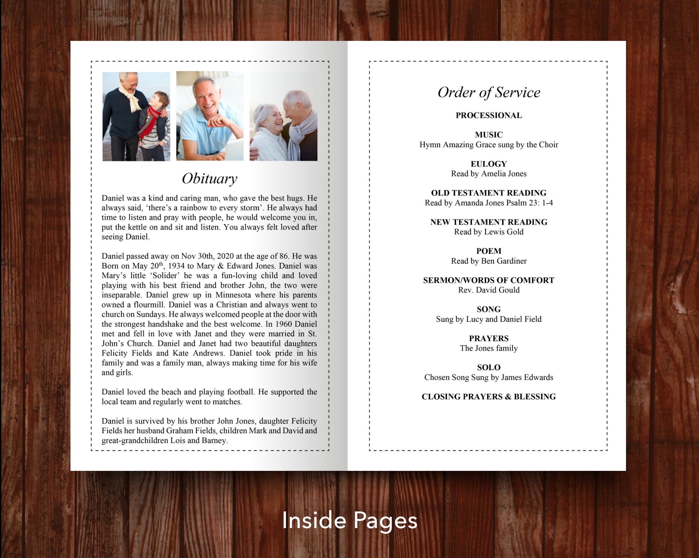 8 Page Classic Funeral Program Template for Men 8 Page - Etsy UK