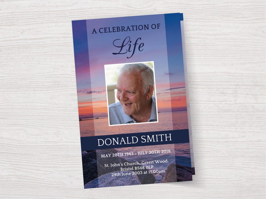 Sunset Celebration of Life Program | Sunset Funeral Program Template ...