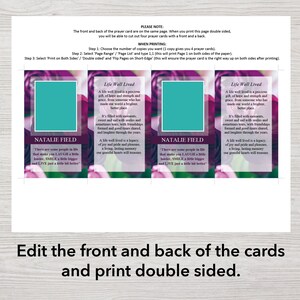 Purple Funeral Prayer Card, Custom Funeral Favor Template for ...