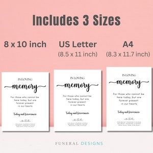 Memory Table Wedding Sign, Memorial Wedding Sign, in Loving Memory Sign ...