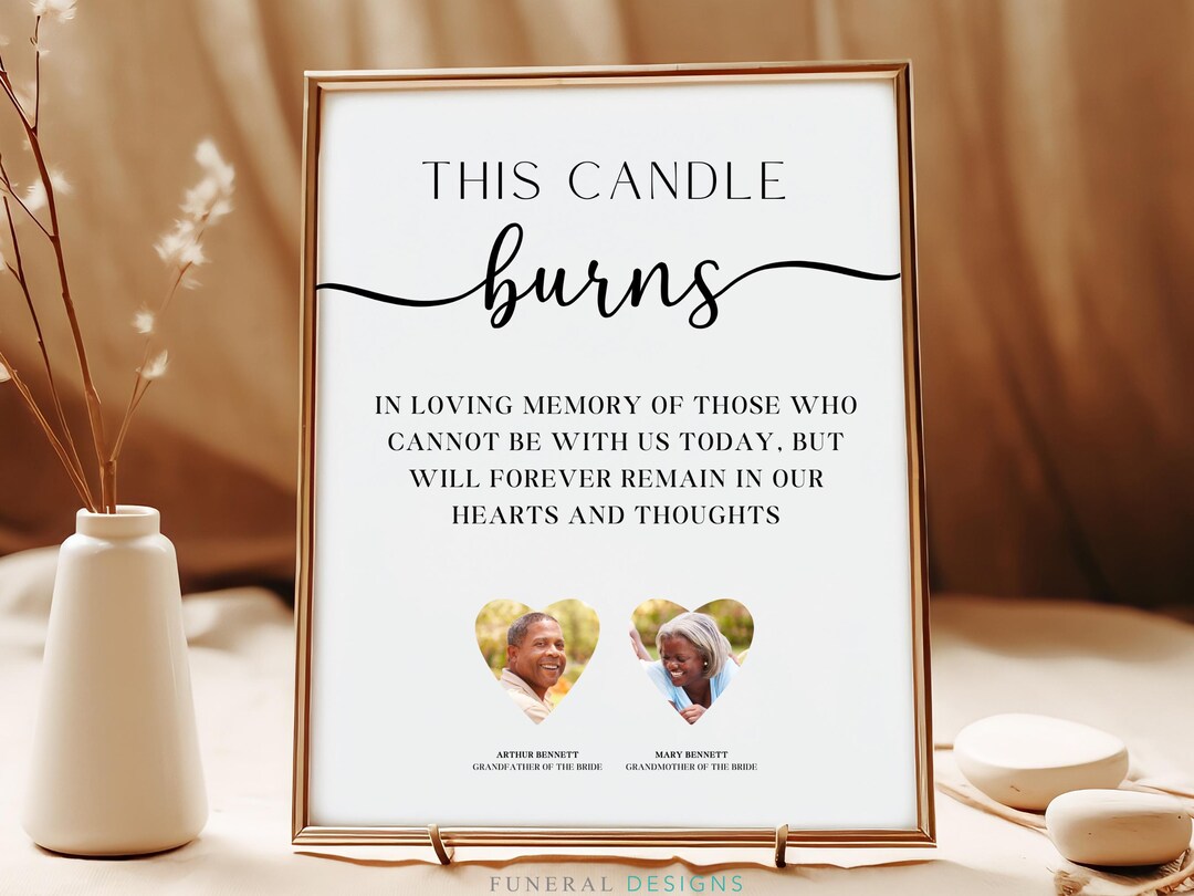 This Candle Burns Wedding Sign, Memory Candle Sign, Minimalist Wedding ...