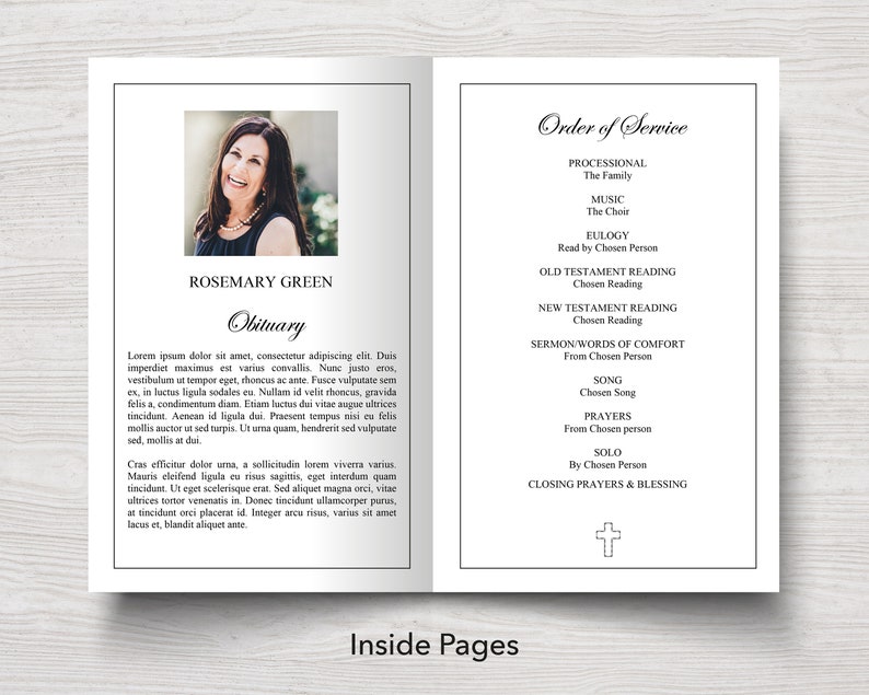 Catholic Cross Funeral Program Template Memorial Program | Etsy