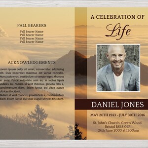 Sunset Funeral Program Template for Man Celebration of Life | Etsy