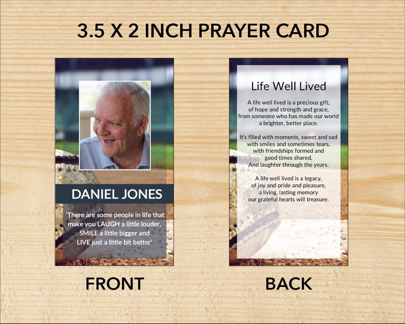 Baseball Funeral Program Template Prayer Card Baseball - Etsy