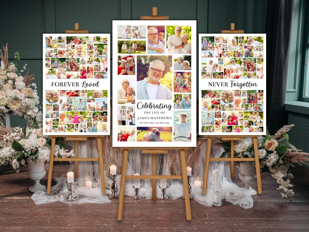 Custom Funeral Memory Boards, Memorial Photos, Funeral Poster Set ...