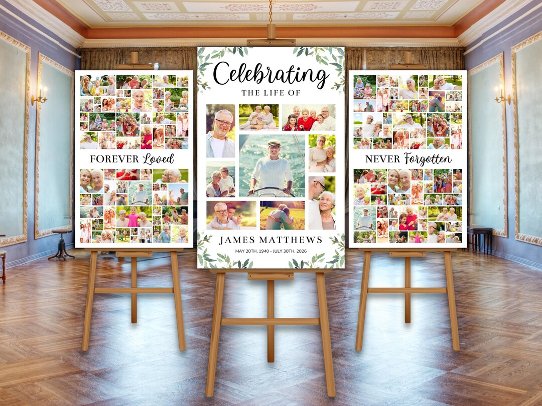 Custom Funeral Memory Boards, Memorial Photos, Funeral Poster Set ...