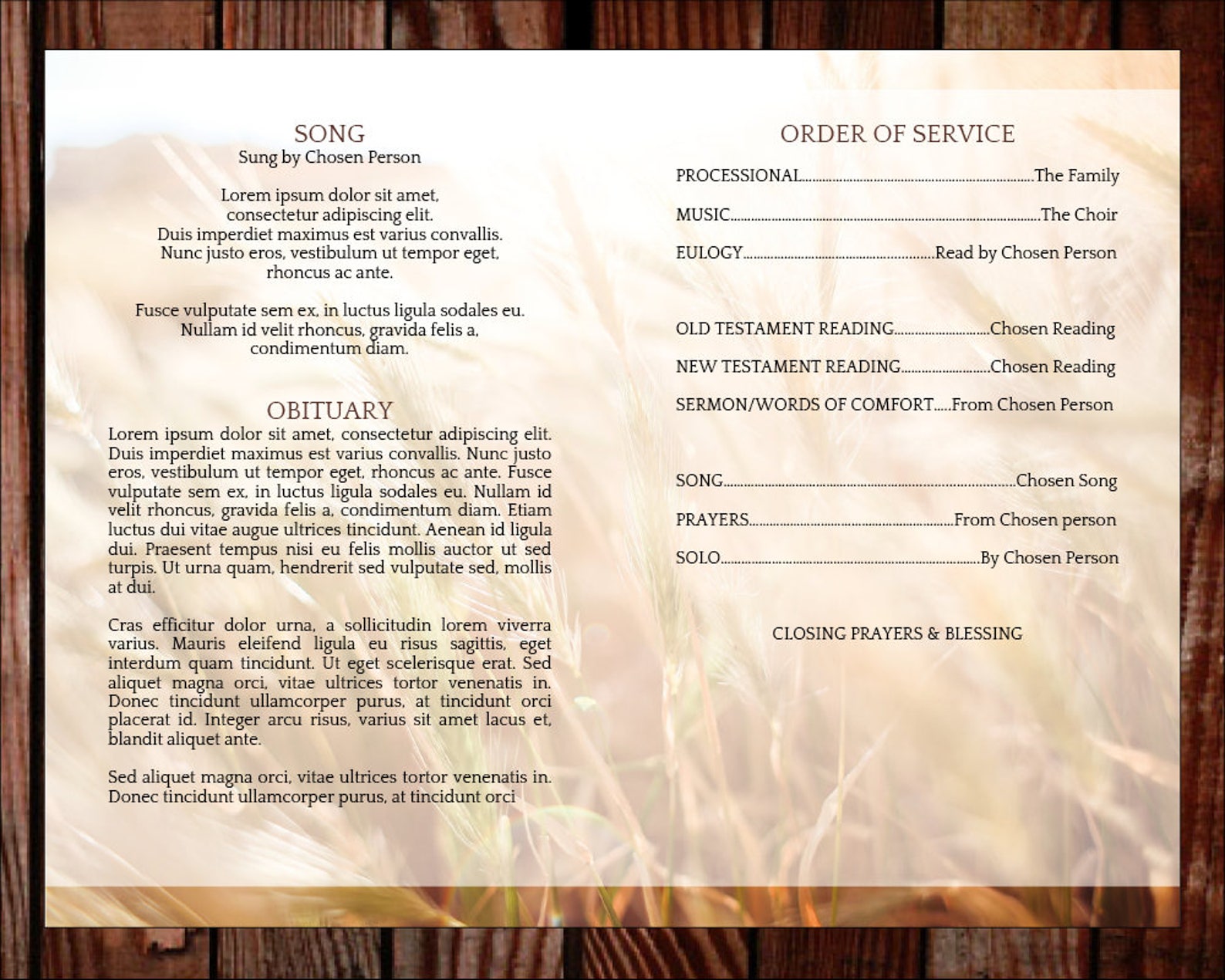 Setting Sun Funeral Program Template Celebration of Life | Etsy