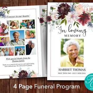 Funeral Program Template Floral Funeral Program Template Order of ...