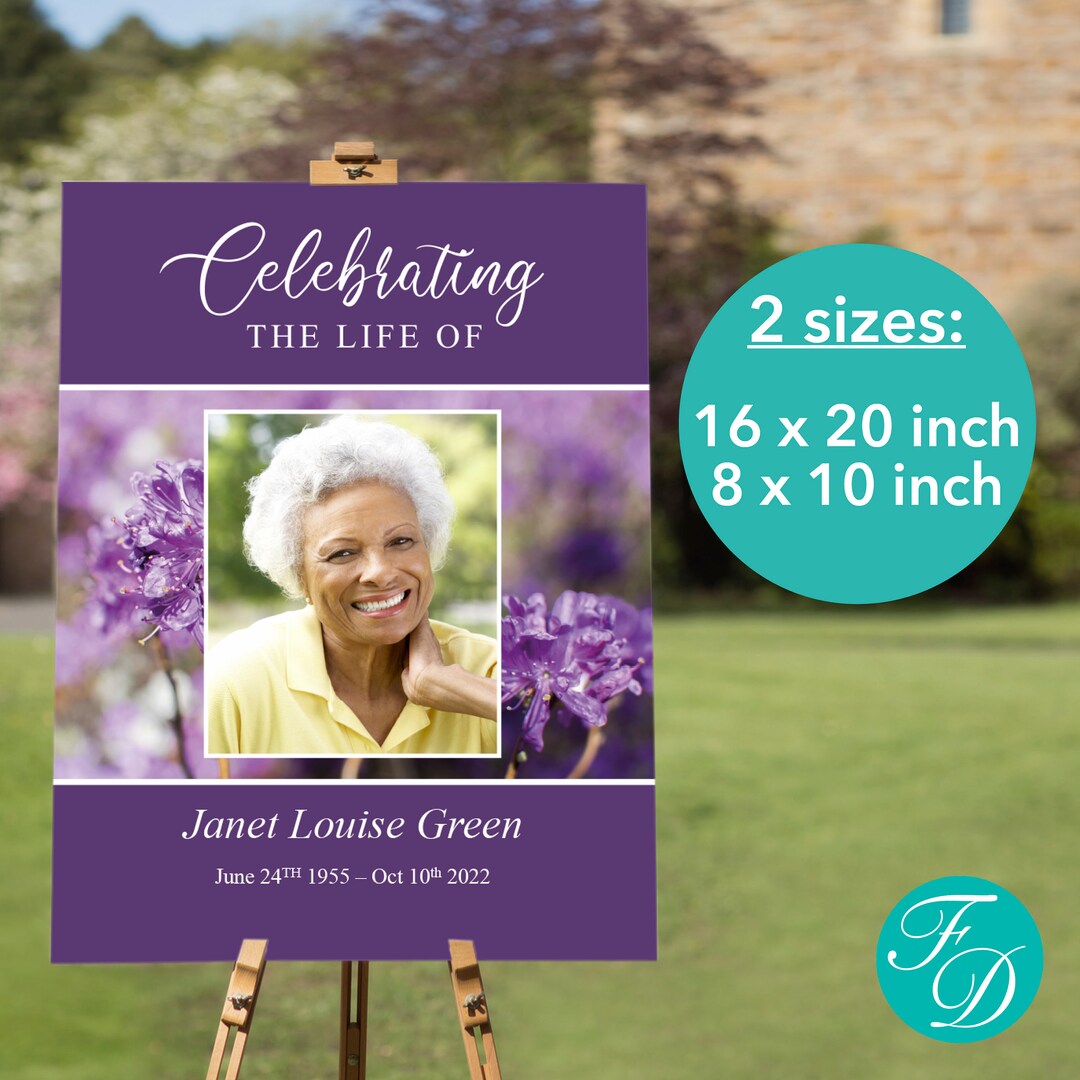 Purple Funeral Poster | Purple Funeral Welcome Sign | Funeral Sign ...