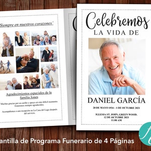 Plantilla De Programa Funerario De 4 Páginas | Spanish Funeral Program ...
