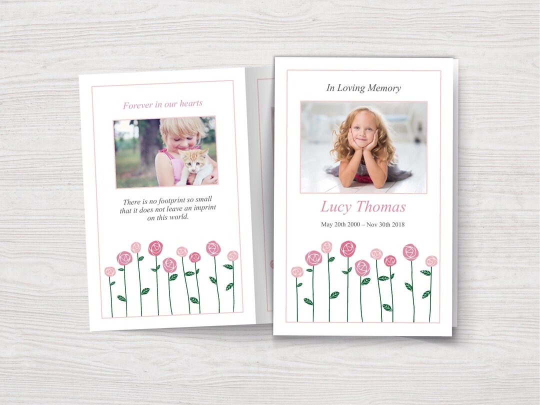 Funeral Program Template for Children | Girls Memorial Program | Child ...